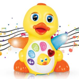 ciftoys light up duck toy, musical baby toys, walking flapping dancing duck toys for 3 2 1 year old gifts, toddler toys- dancing, singing, electronic duck toy with lights and adjustable sound