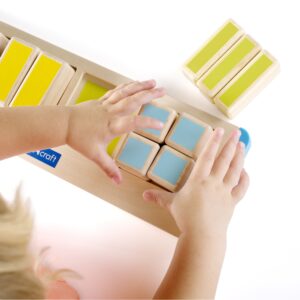 Guidecraft Colorful Starter Square Fractions - Wooden Early Development Toys for Children, Math Skills Stimulating Game