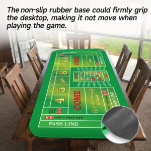 GSE Games & Sports Expert Professional Casino Craps Tabletop Layout Mat with Carrying Bag, Non-Slip Rubber Craps Dice Game Table Top Mat for Family/Friends Parties, Casino Night