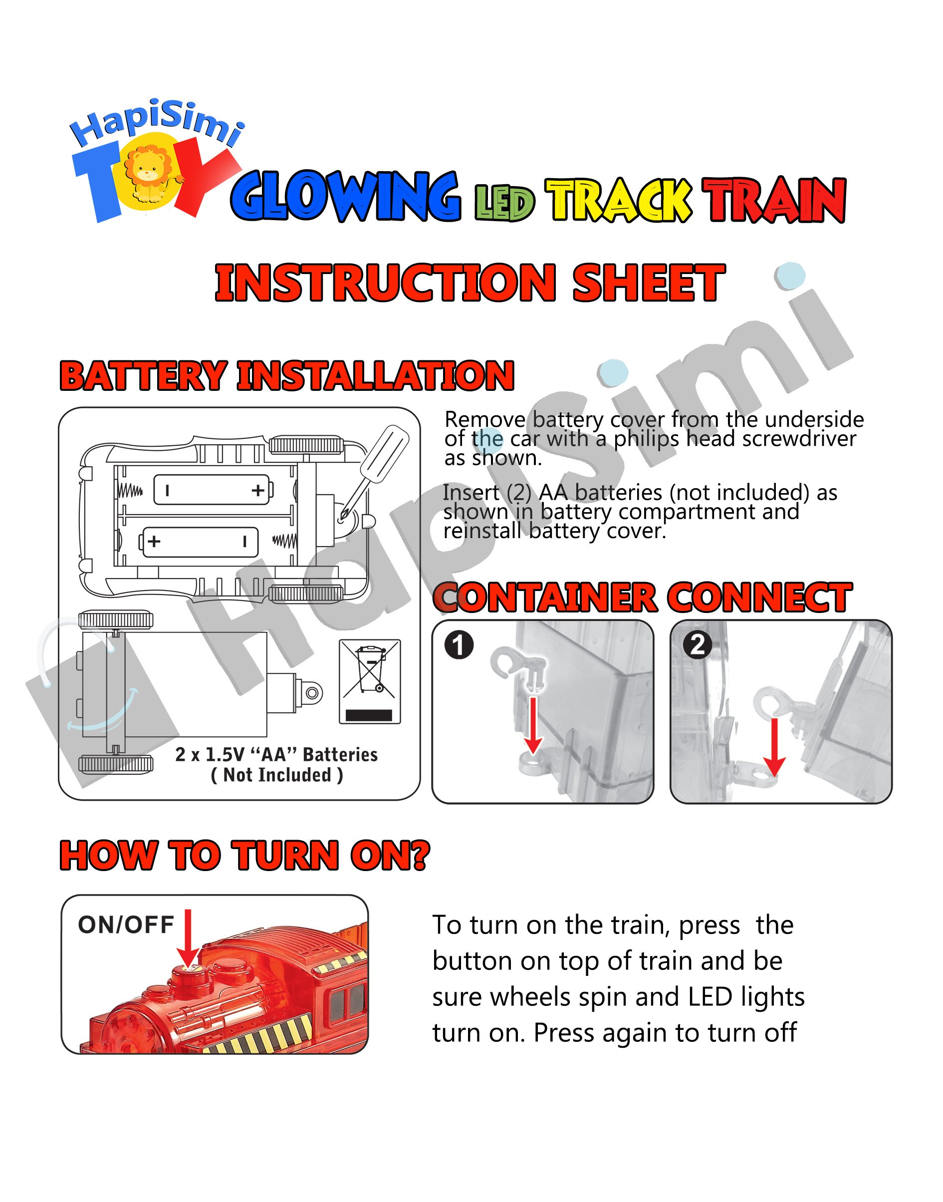 HAPISIMI Track Train (2-Pack), Multi-Color Light Up Flashing LED Glow in The Dark Trains Accessories Compatible with Neo and Most Other Tracks