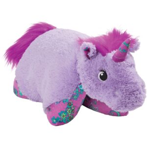 pillow pets colorful lavender unicorn, 18" stuffed animal plush toy