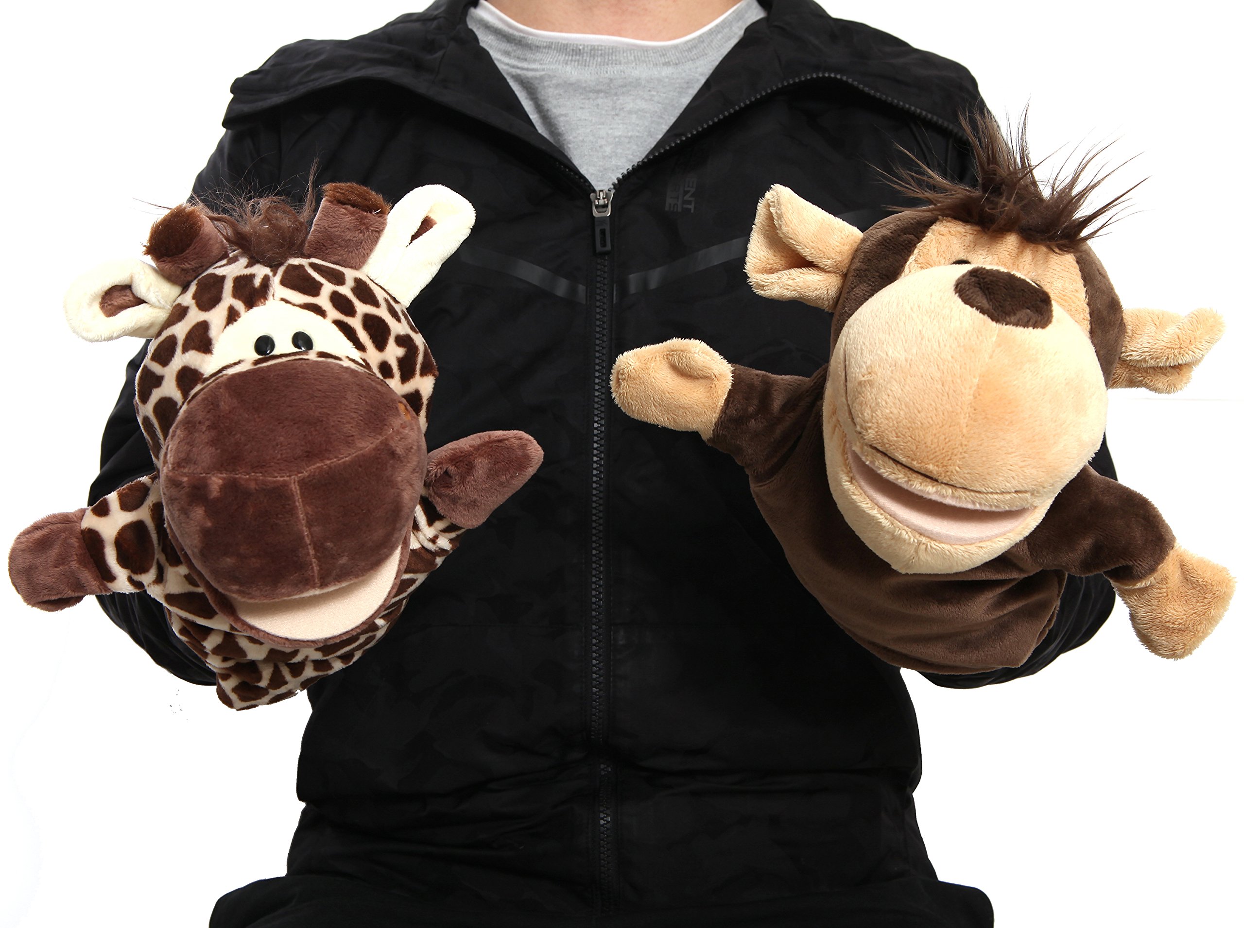 Animal Hand Puppets Set for Kids & Adults - 12.5" Premium Quality Soft Plush Toys with Movable Mouths - Perfect for Storytelling, Teaching, Preschool, Role-Play - Durable, Vibrant, Educational Puppets