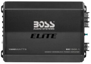 boss audio systems elite be1500.1 monoblock car amplifier - 1500 watts, 2 4 ohm stable, class ab, mosfet power supply, great for subwoofers