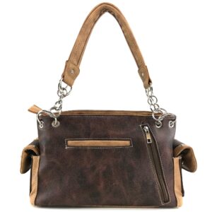 Justin West Spring Floral Buckle Moccasin Native Tribal Concealed Carry Handbag Purse (Brown Handbag Only)