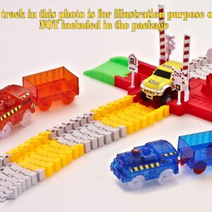 HAPISIMI Track Train (2-Pack), Multi-Color Light Up Flashing LED Glow in The Dark Trains Accessories Compatible with Neo and Most Other Tracks