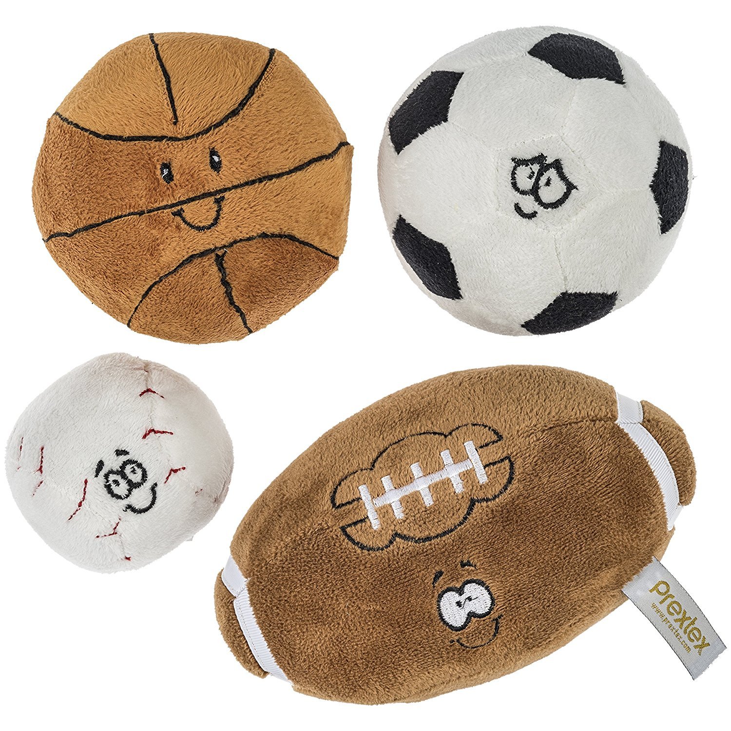 PREXTEX My First Sports Bag Playset with Stuffed Plush Basketball, Baseball, Soccer Ball and Football Great Gift Toy for Baby and Kid