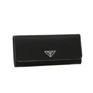 prada women's nylon logo long black wallet 1mh132