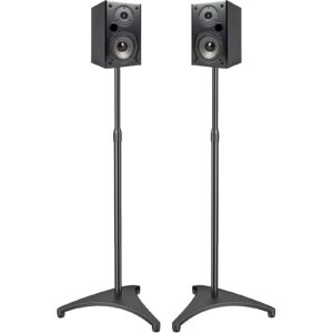 perlesmith speaker stand height adjustable - extends 19.29" to 44.29" - holds satellite speakers & small bookshelf speakers up to 9 lbs, floor stands for sony bose polk jbl yamaha and others - 1 pair