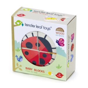 Tender Leaf Toys - Baby Blocks - 5 Pieces My First Wooden Jigsaw Puzzle with Storage Tray for Toddlers 18M+