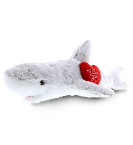 dollibu i love you valentine plush big eye great white shark - cute stuffed animal with red heart and name personalization gift for valentines day, birthday, anniversary, romantic date - 23 inches