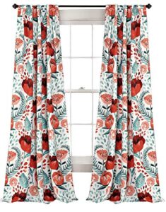 lush decor poppy garden curtains light filtering window set for living, dining, bedroom, 84 in l panel pair, multi