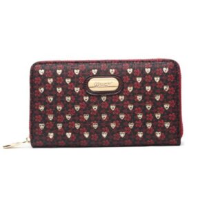 brangio italy "twinkle star women's floral zip around wallet burgundy