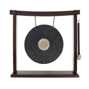 10"-12" gongs on woodsonic stand - includes gong, mallet, & stand/easy to play traditional chinese gong/easy to assemble stylish wood/great for small spaces