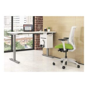 hon coordinate height-adjustable base - 3-stage expandable desk or table base, nickel (hhab3s2l)