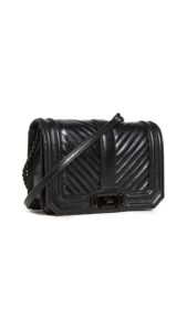 rebecca minkoff womens chevron quilted love crossbody handbag, black, one size us