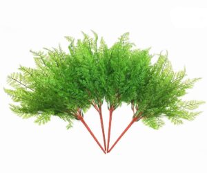 cattree artificial shrubs bushes, plastic fern leaves persian grass fake plants wedding indoor outdoor home garden verandah kitchen office table centerpieces arrangements christmas decoration 4 pcs