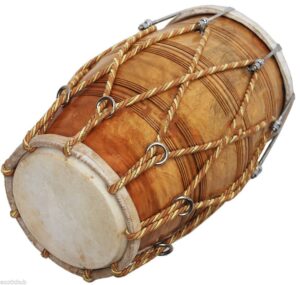 special dholak drum rope + bolt tuned~natural wood color polish~hand made indian