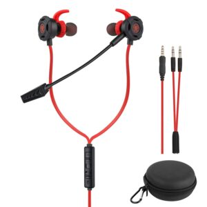 bluefire wired gaming earphone 3.5 mm e-sport earphone noise cancelling stereo bass gaming headphone with adjustable mic for ps4, xbox one, laptop, cellphone, pc (red)