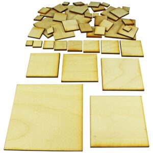 litko miniature base set | assorted figure stands | wargames | role-playing games | laser-cut square 3mm plywood | common/english units (45 pack square sampler)