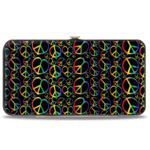 buckle-down womens buckle-down hinge - peace heart black/rainbow ombre wallet, multicolor, 7 x 4 us