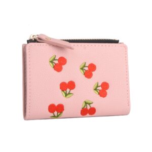 nawoshow women cute small wallet cherry pattern coin purse card holder clutch bag (a-pink)