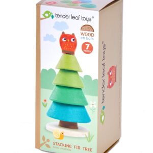 Tender Leaf Toys - Stacking Fir Tree - Wooden Tree Top Sorter and Stacker - Educational Toy for 18m+