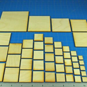 LITKO Miniature Base Set | Assorted Figure Stands | Wargames | Role-Playing Games | Laser-Cut Square 3mm Plywood | Common/English Units (45 Pack Square Sampler)