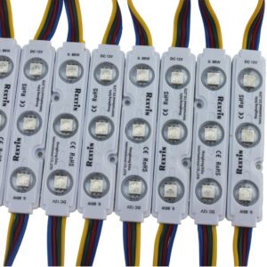 rextin 200pcs 12v 5050 smd 3 led module rgb color changing lights lamp for home garden xmas wedding party decoration letter design (rgb injection)