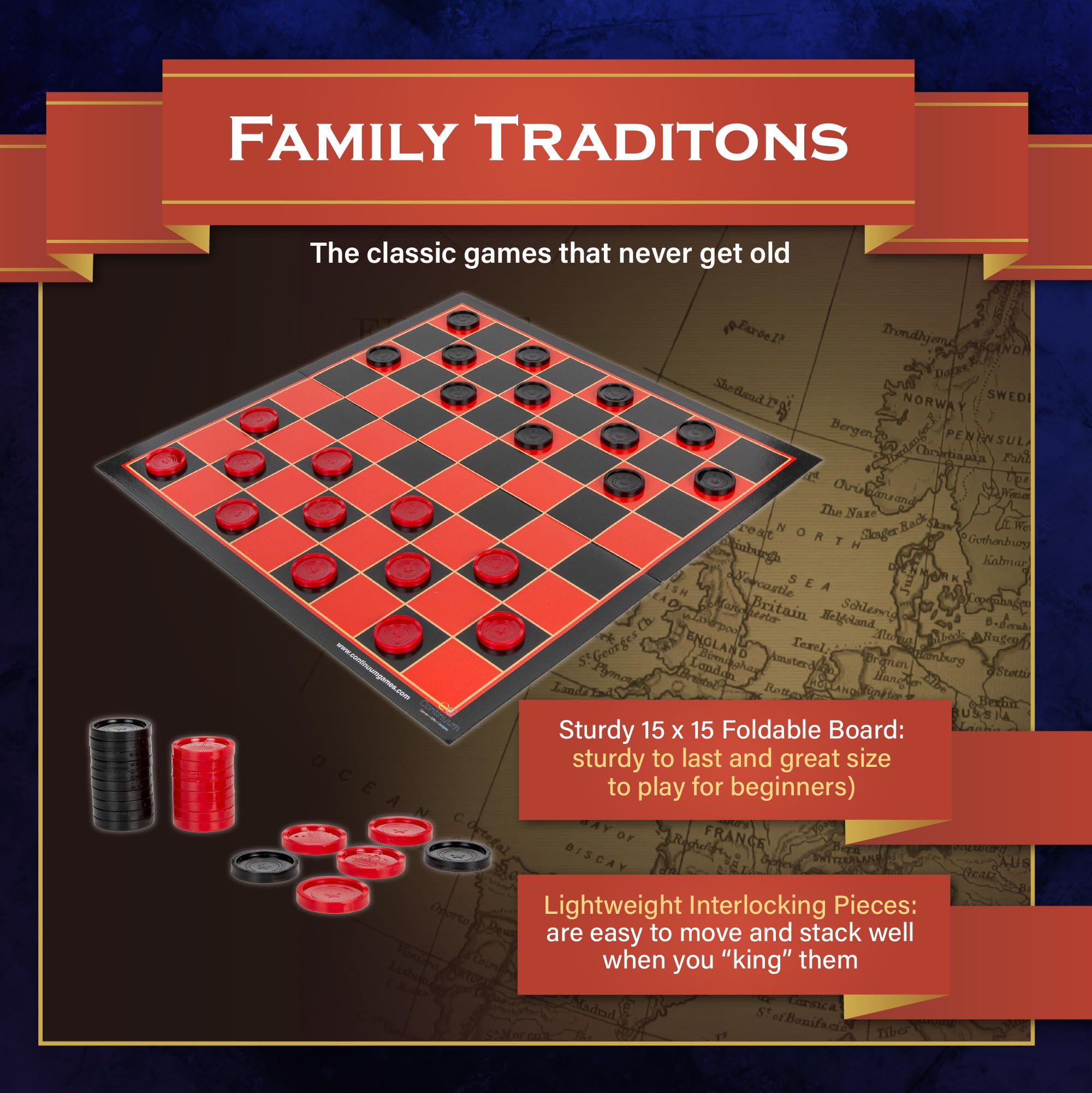 Continuum Games Checkers Family Traditions Board Games for 72 months to 1188 months