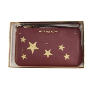 michael kors illustrations cherry top zip leather wristlet cherry