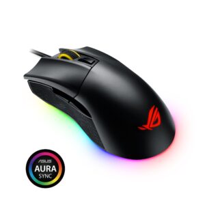 asus rog gladius ii origin wired usb optical ergonomic fps gaming mouse featuring aura sync rgb, 12000 dpi optical, 50g acceleration, 250 ips sensors and swappable omron switches,black