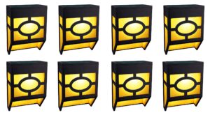 upgrade solar powered wall mount lights landscape garden yard fence outdoor warm lights (8pc)