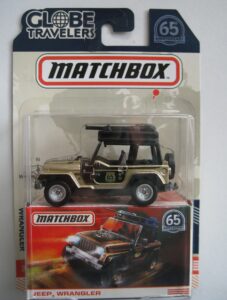 matchbox globe travelers gold/black jeeep wrangler 65th anniversary