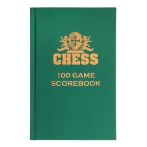 we games chess scorebook & chess notation book - green hardcover chess books with 100 pages, ideal chess score sheets for clubs & tournaments