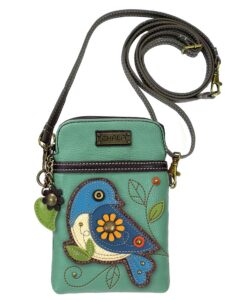 chala blue bird cellphone crossbody handbag - convertible strap