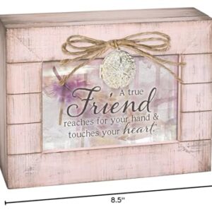 Cottage Garden Friend Heart Blush Pink Distressed Locket Music Box Plays That's What Friends are for