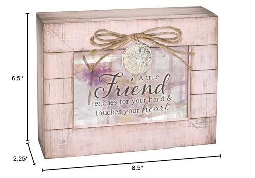 Cottage Garden Friend Heart Blush Pink Distressed Locket Music Box Plays That's What Friends are for