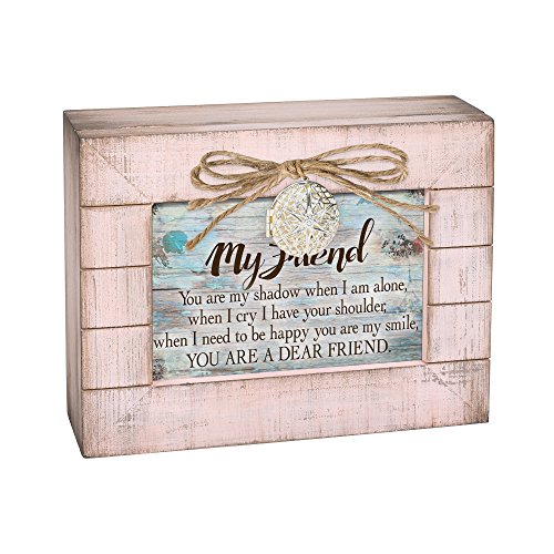 Cottage Garden Smile Dear Friend Teal Distressed Locket Music Box Plays That's What Friends are for