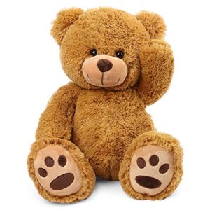 lotfancy teddy bear stuffed animals, 20 inch soft cuddly stuffed plush bear, cute stuffed animals toy with footprints, gifts for kids baby toddlers on baby shower, valentine's day, brown