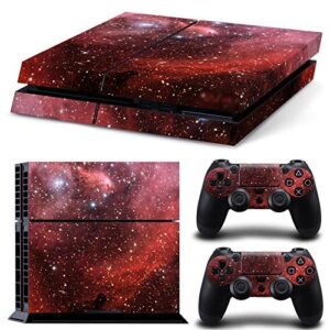 eSeeking Whole Body Vinyl Skin Sticker Decal Cover for PS4 Console and 2PCS Controllers Skins Red Nebula