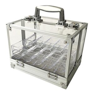 yuanhe 600 chip clear acrylic poker chip locking carrier-includes 6 chip racks