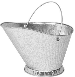 rocky mountain goods large fireplace ash bucket - coal hod for wood stove - extra strength steel for durability - pour spout and carrying handle (galvanized steel)