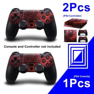 eSeeking Whole Body Vinyl Skin Sticker Decal Cover for PS4 Console and 2PCS Controllers Skins Red Nebula