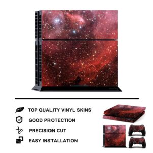 eSeeking Whole Body Vinyl Skin Sticker Decal Cover for PS4 Console and 2PCS Controllers Skins Red Nebula