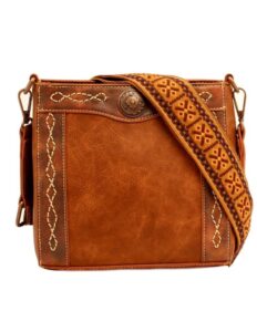 blazin roxx women's ivy copper concho concealed carry crossbody bag tan one size