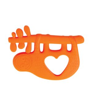 manhattan toy animal shapes sloth silicone teether, orange