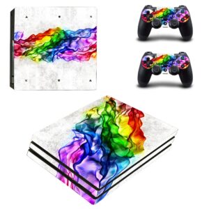 eseeking full body protective vinyl skin decal for ps4 pro console and 2pcs ps4 pro controller skins stickers elegant rainbow