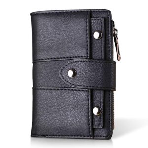 reocahoo small wallets for women small bifold wallet with coin pocket card holder wallet with id window black