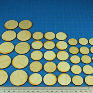 LITKO Miniature Base Set | Assorted Figure Stands | Wargames | Role-Playing Games | Laser-Cut 3mm Plywood | 25mm | 30mm | 40mm | 50mm (53 Pack Round Skirmish)