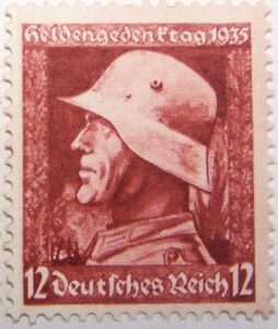 rare original nazi stamp w soldier in early steel helmet! please read history (2 colors available)